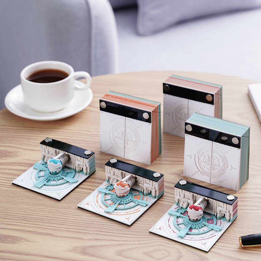 3D Notepad Memopad Papercraft Save the Planet Mini Set Blue (IQM226 ...